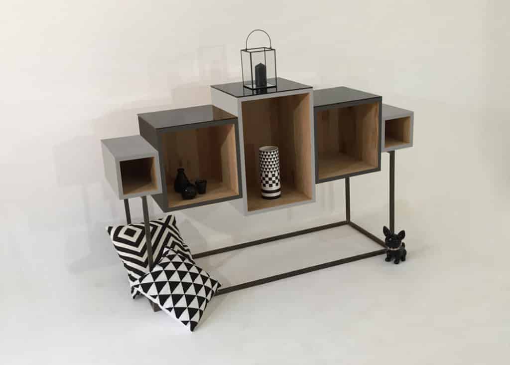 Meuble design bois massif original pour entrée chic, salon, appoint